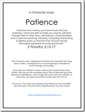 Character Study: Patience - Confessions of a Homeschooler